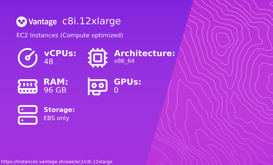 c8i.12xlarge pricing and specs - Vantage