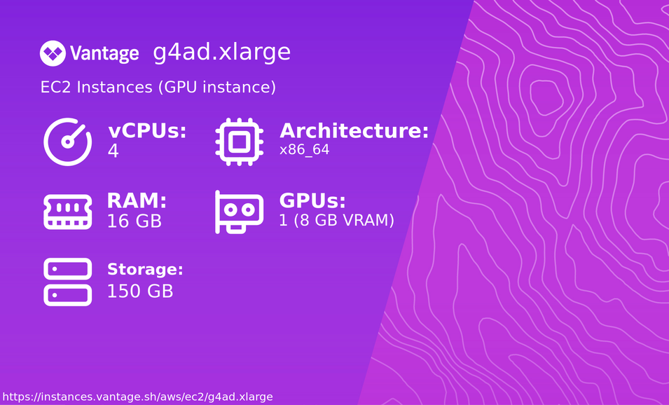 g4ad.xlarge pricing and specs - Vantage