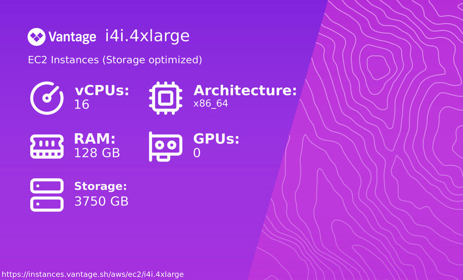 i4i.4xlarge pricing and specs - Vantage
